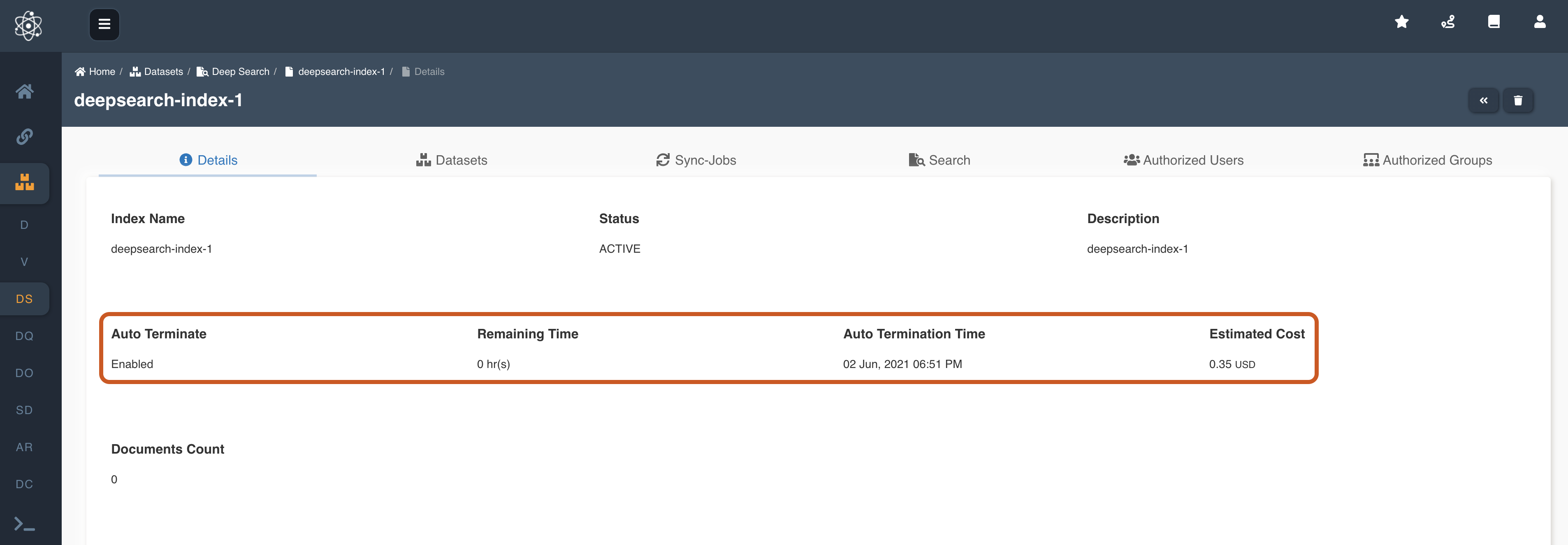 Deepsearch Indices | Amorphic Docs