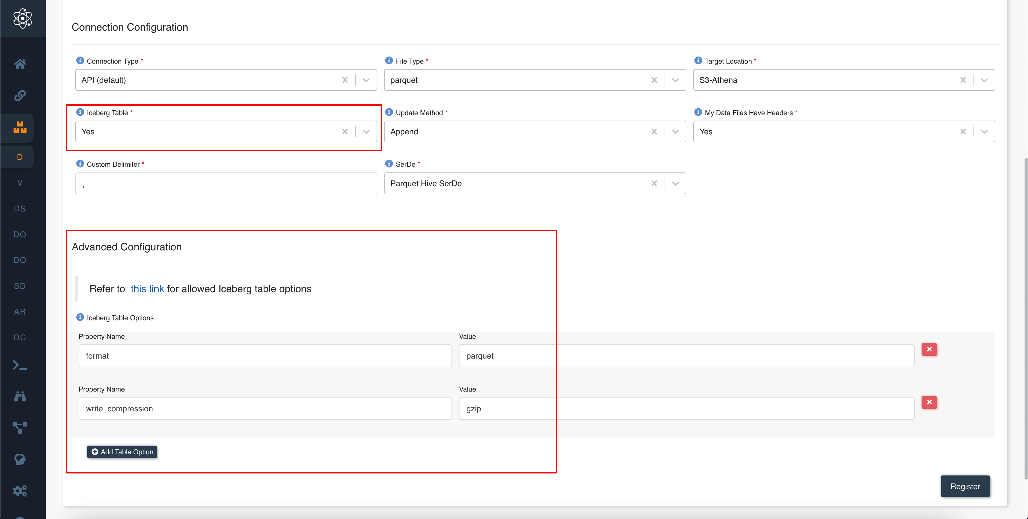 Iceberg Datasets | Amorphic Docs