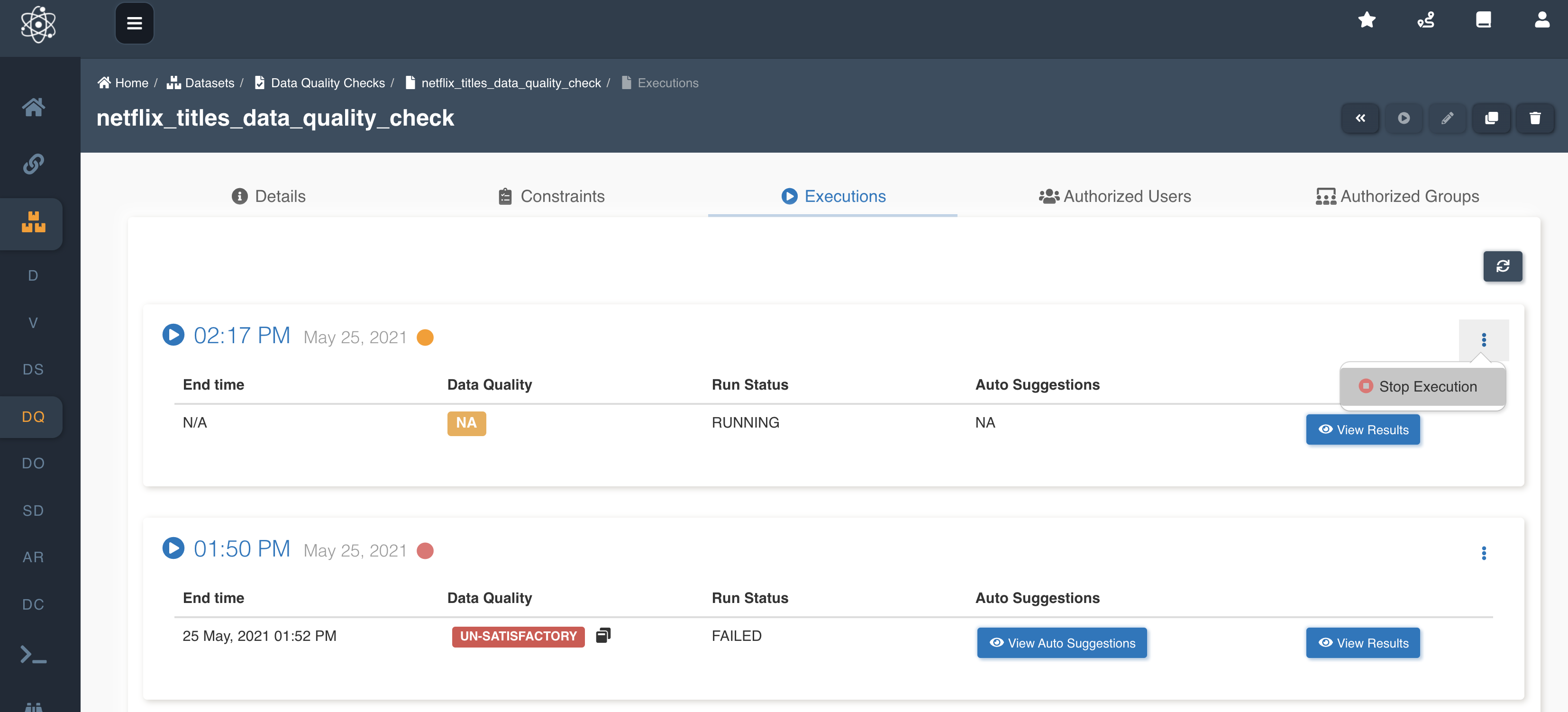 Data Quality checks (Beta) | Amorphic Docs