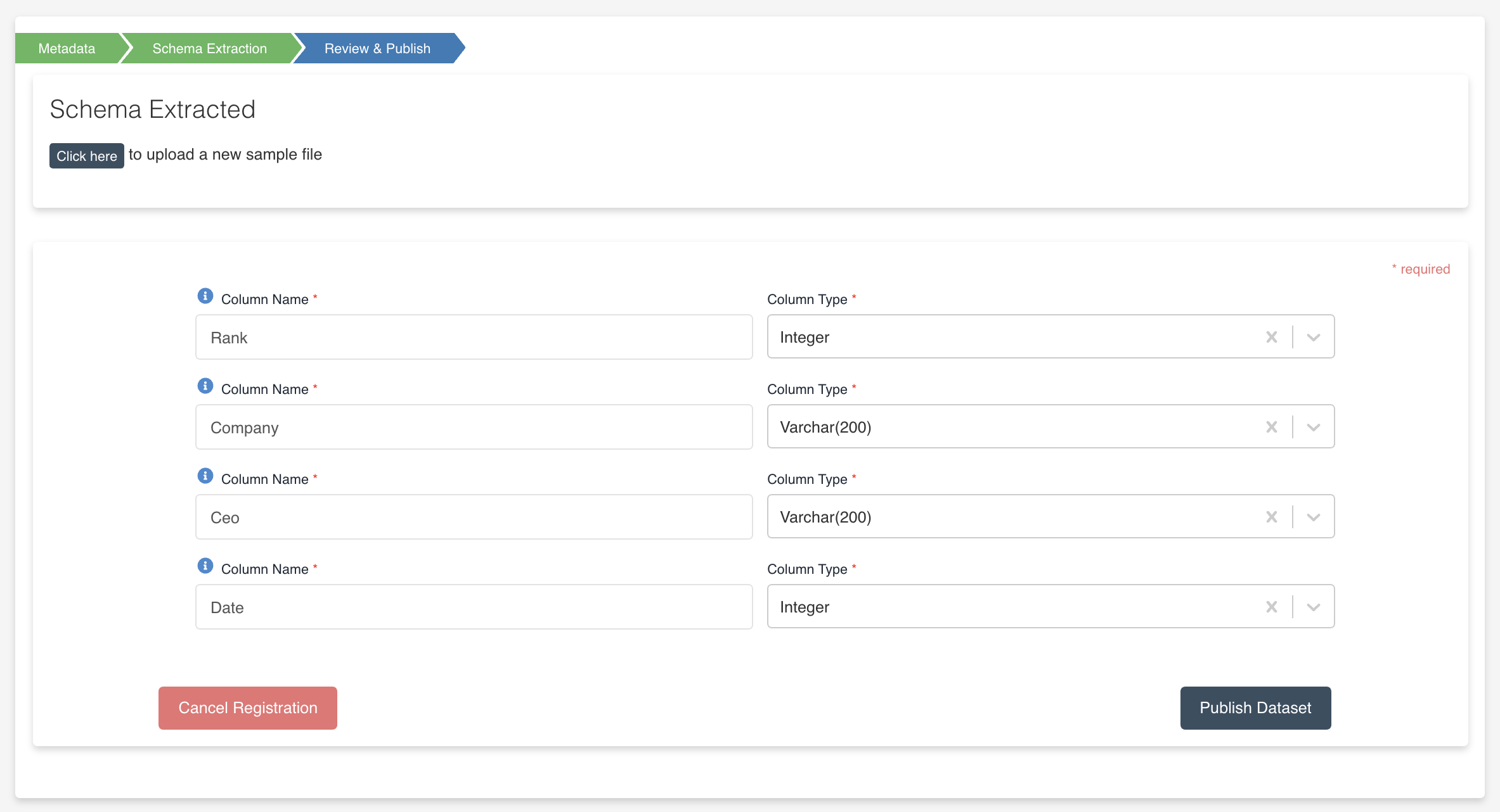 Creating a Parquet dataset | Amorphic Docs