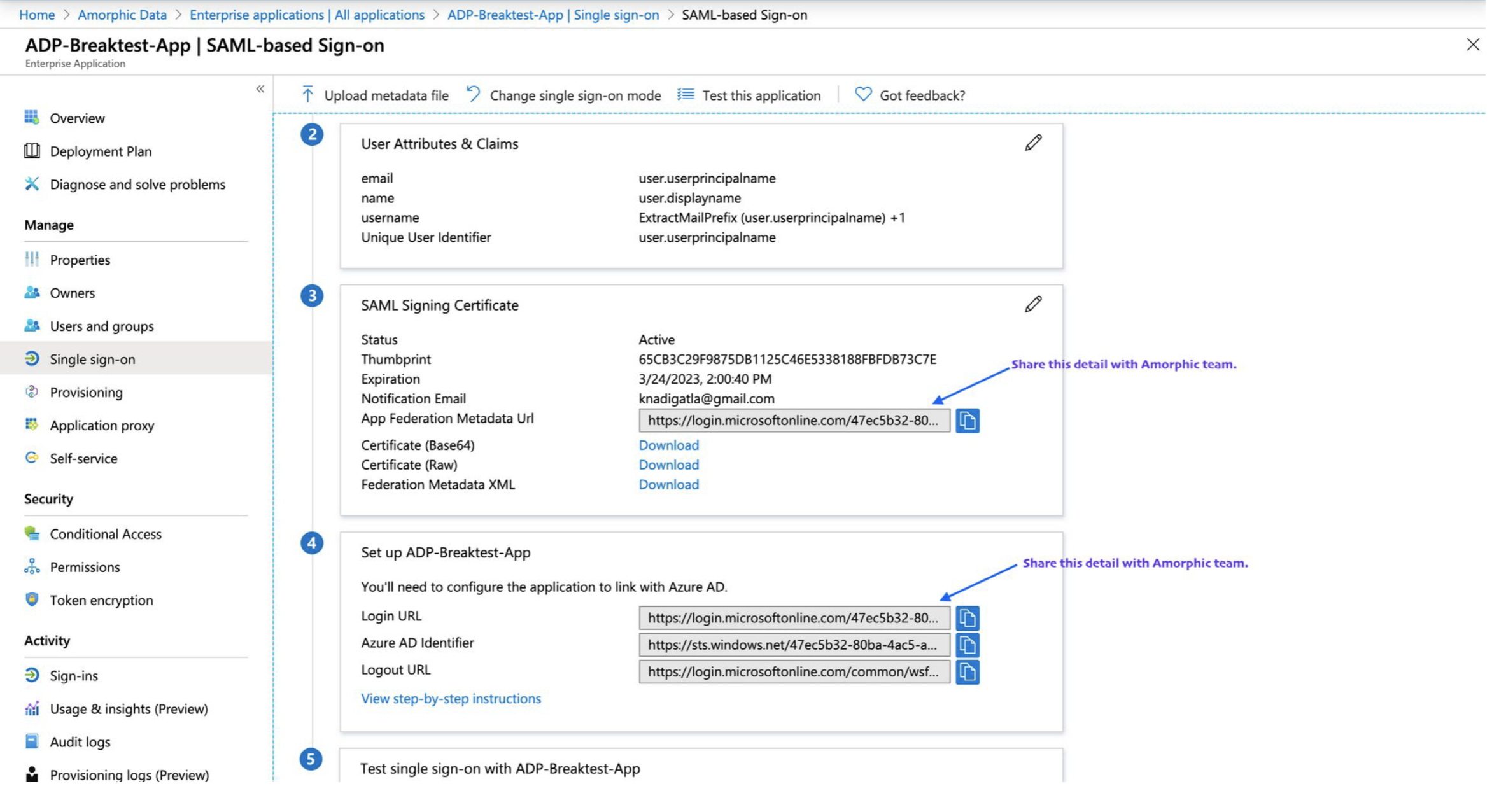 Azure AD SSO | Amorphic Docs