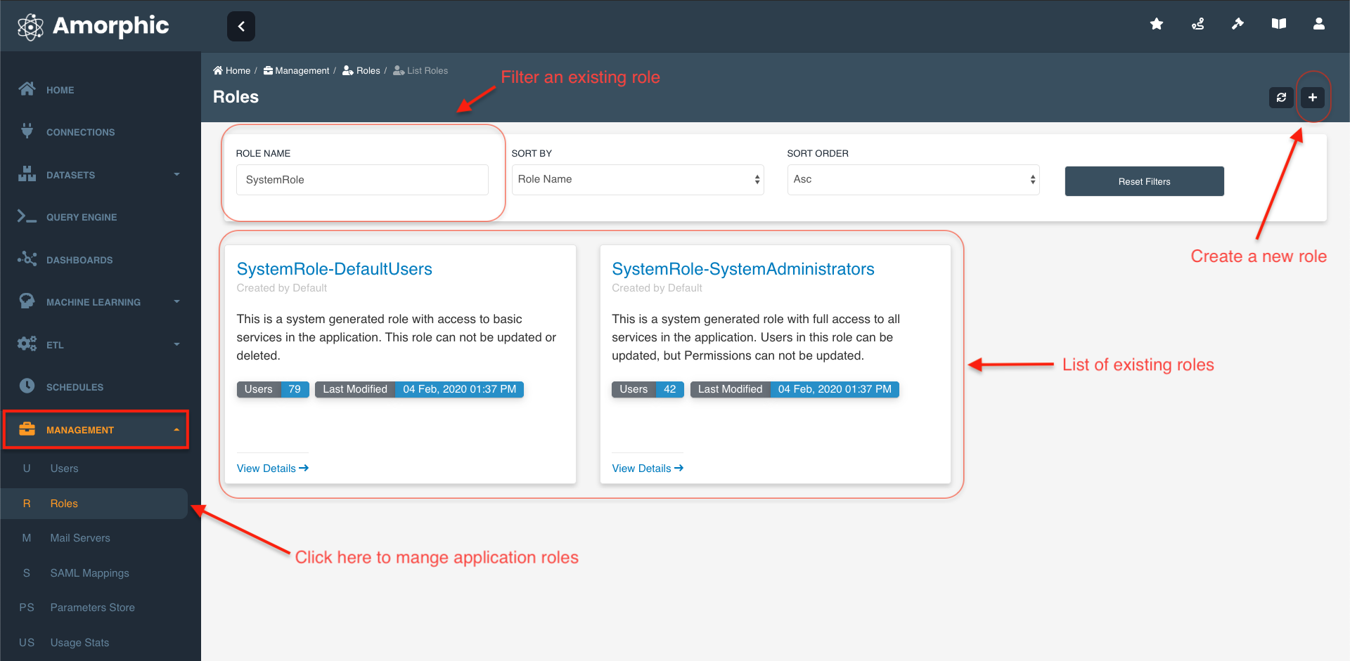 Roles | Amorphic Docs