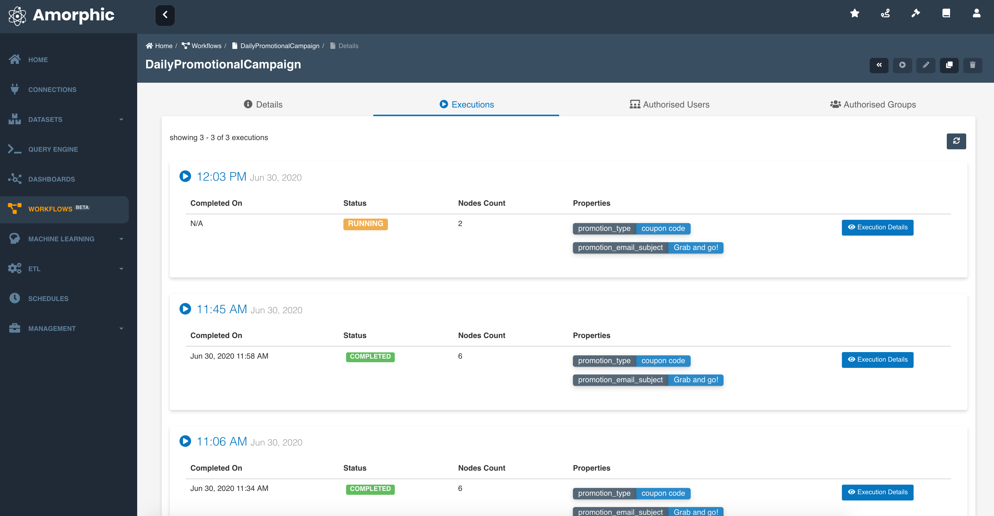 Workflows | Amorphic Docs